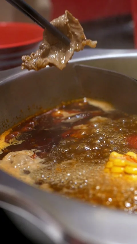 Sichuan mala hotpot Shabu (mala huoguo). | Stock Video | Pond5