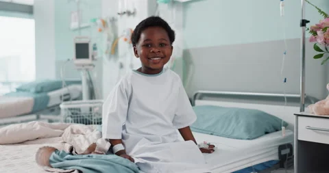 Sick African boy child, hospital and bed... | Stock Video | Pond5