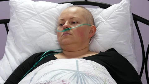 Sick, Crazy Woman With Cancer In The Bed... | Stock Video | Pond5
