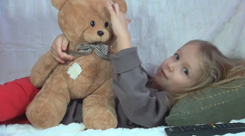 Sick, Ill Child , Little Girl Playing wi... | Stock Video | Pond5