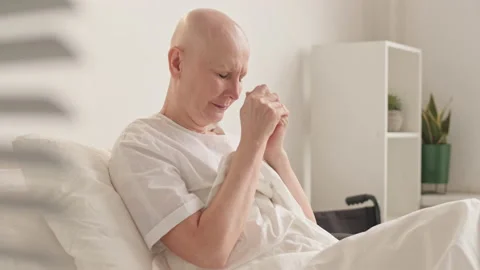 Sick Mature Woman with Cancer Crying in ... | Stock Video | Pond5