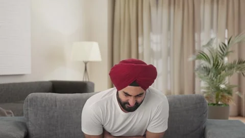 Sick Sikh Indian man suffering from stom... | Stock Video | Pond5