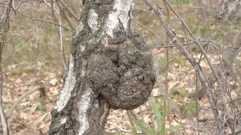 Sick tree. Large tumor on a tree trunk | Stock Video | Pond5