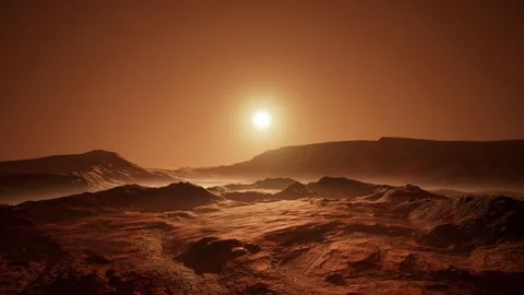 Side aerial view at sunset of the red Ma... | Stock Video | Pond5