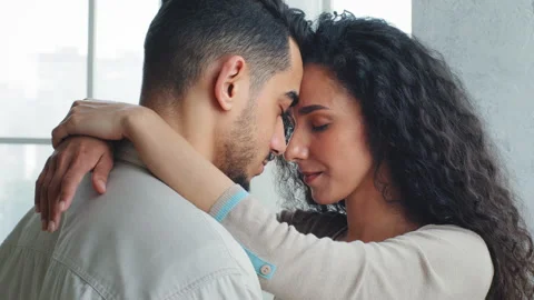 Side close up view happy wife put arms a... | Stock Video | Pond5