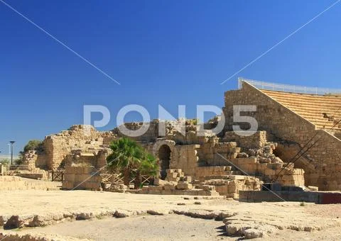 Photograph: Side Entry of the Amphitheater in Caesarea Maritima ...