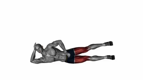 side lying leg lift left fitness exerc... | Stock Video | Pond5