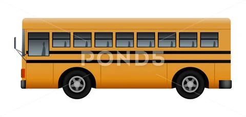Side of modern school bus mockup, realistic style ~ Clip Art #100488851