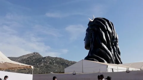 A side view of the adiyogi shiva statue ... | Stock Video | Pond5