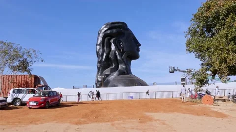 A side view of the adiyogi shiva statue ... | Stock Video | Pond5