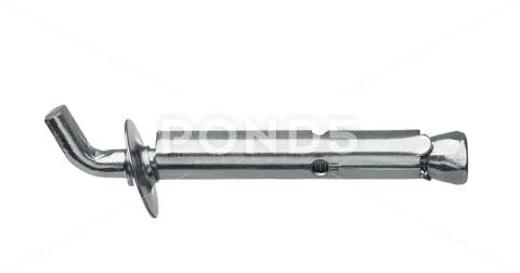 Photograph: Side view of anchor bolt Side view of anchor bolt isolated ...