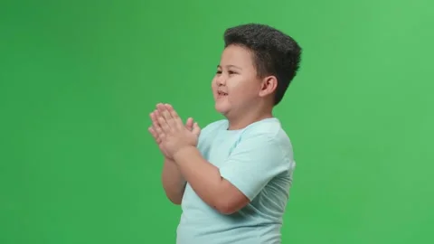 Side View Of Asian Little Boy Clapping H... | Stock Video | Pond5
