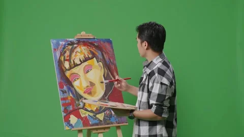 Side View Of Asian Male Artist Crossing ... | Stock Video | Pond5