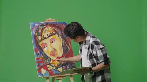 Side View Of Asian Male Artist Is Concen... | Stock Video | Pond5