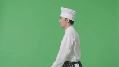 Side View Of Asian Man Chef Walking In T... | Stock Video | Pond5
