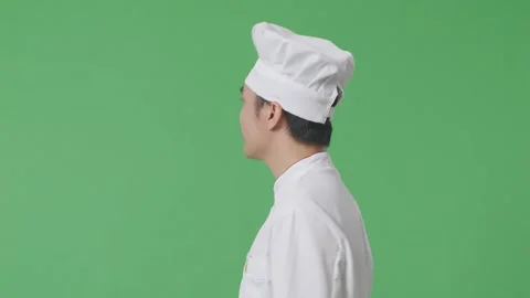 Side View Of Asian Man Chef Walking And ... | Stock Video | Pond5