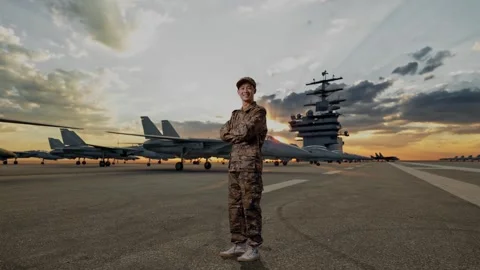Side View Of Asian Man Soldier Smiling A... | Stock Video | Pond5