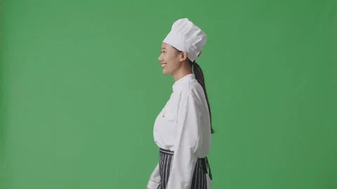 Side View Of Asian Woman Chef Walking In... | Stock Video | Pond5