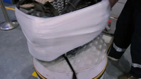 Side view The backpack is packed in a pl... | Stock Video | Pond5