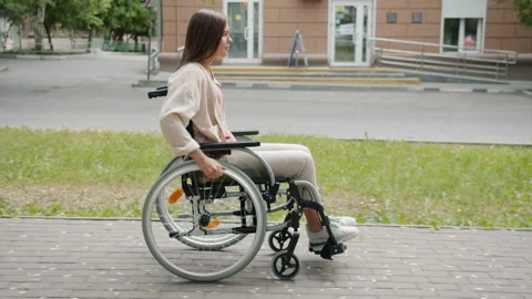 Side view of beautiful disabled woman mo... | Stock Video | Pond5