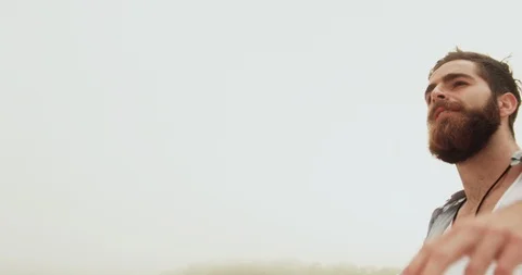 Side view of Caucasian man standing with... | Stock Video | Pond5