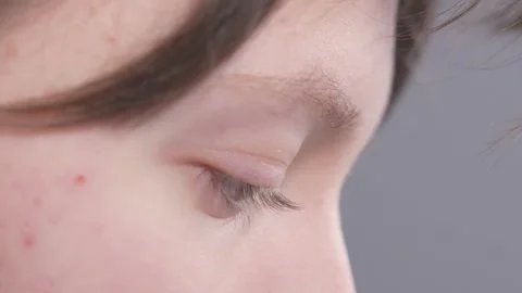 Side view close up eyes of teenager girl... | Stock Video | Pond5