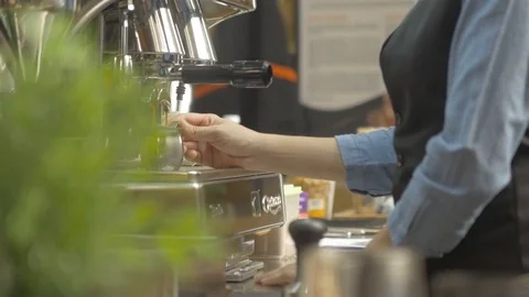 side view of coffee machine pouring coff... | Stock Video | Pond5