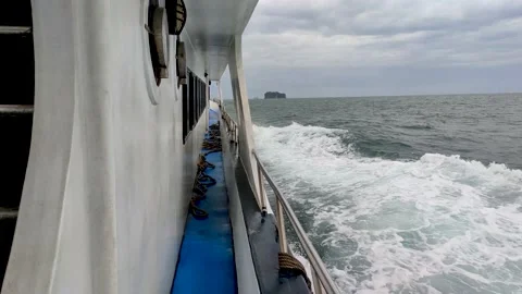 Side view of a cruiser ship boat moving ... | Stock Video | Pond5