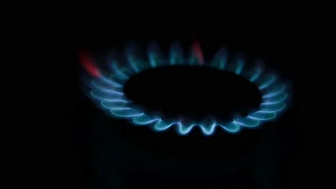 Side view of the flame from gas stove wi... | Stock Video | Pond5