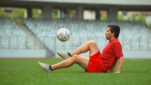 Side view of a football player doing tri... | Stock Video | Pond5