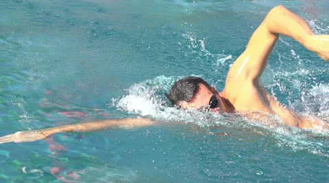 side view of freestyle swimmer slow moti... | Stock Video | Pond5