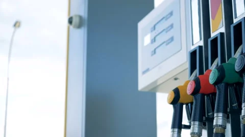 Side view of a fuel pump filled with gas... | Stock Video | Pond5