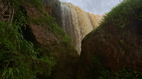 Side View Giant Elephant Waterfall throu... | Stock Video | Pond5