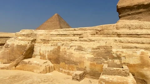 Side view of Great Sphinx of Giza, Pyram... | Stock Video | Pond5