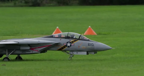 Side view of a Grumman F-14 Tomcat RC mo... | Stock Video | Pond5