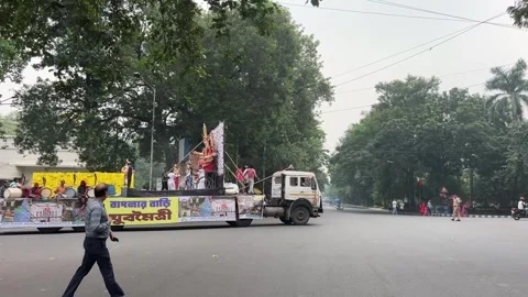Side view of Maa Durga Idol being carrie... | Stock Video | Pond5