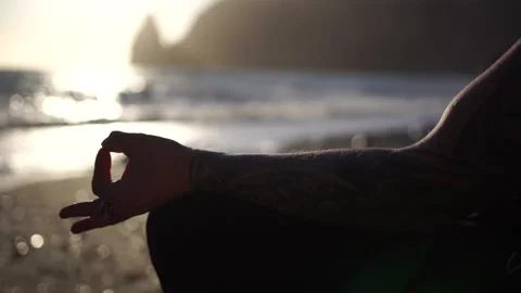 Side view of Man sitting in lotus positi... | Stock Video | Pond5