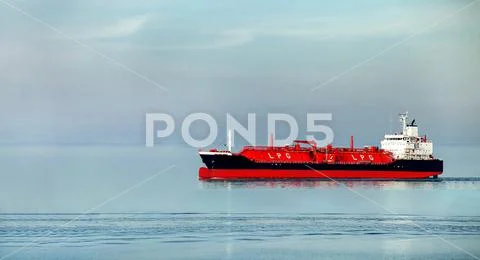 Side view oil and gas petrochemical tanker offshore in open sea. Stock ...