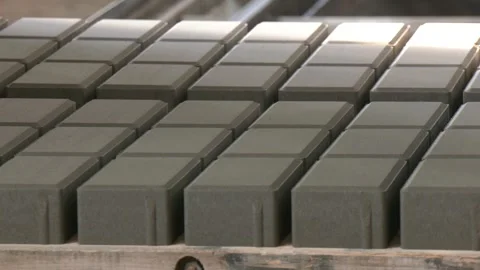Side view of paving slabs drying on fact... | Stock Video | Pond5