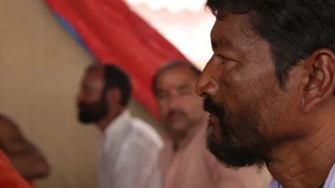 Side view of a pilgrims heads, Maha Kumb... | Stock Video | Pond5
