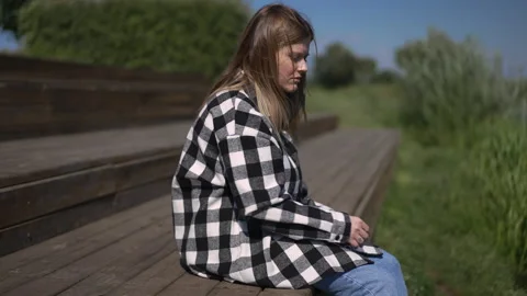 Side view portrait of bored careless you... | Stock Video | Pond5