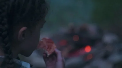 Side view of preteen girl child eating s... | Stock Video | Pond5