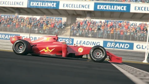 Side view of a red formula one race car ... | Stock Video | Pond5