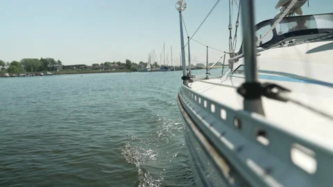 Side view from a sailing ship with focus... | Stock Video | Pond5