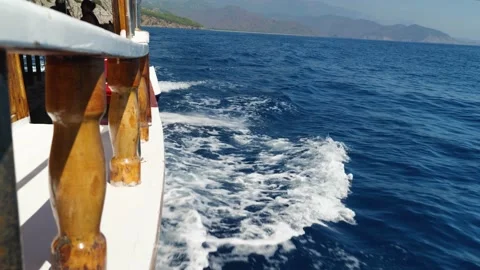 Side view of the ship sailing in the Med... | Stock Video | Pond5