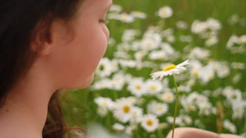 Side view of smiling little girl child h... | Stock Video | Pond5