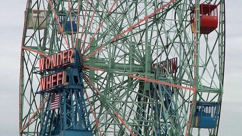 Side View Of Spinning Wonder Wheel On Co... | Stock Video | Pond5
