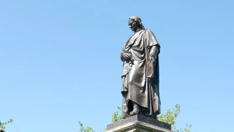 A side view of a statue of the mathemati... | Stock Video | Pond5