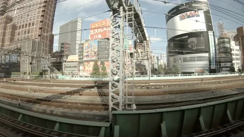 A side view of the train at JR Yamanote ... | Stock Video | Pond5