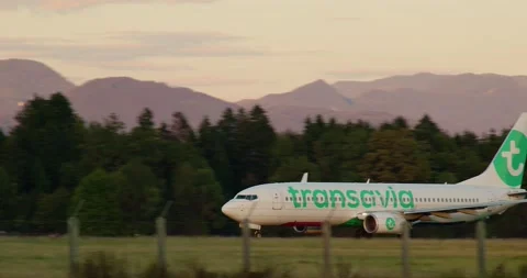 Side view of Transavia passenger airplan... | Stock Video | Pond5